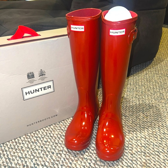 Hunter | Shoes | New Hunter Original Tall Gloss Rain Boots Military Red ...